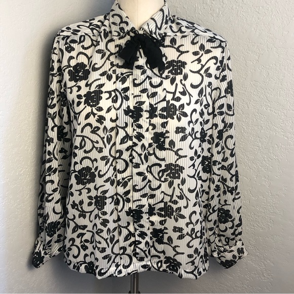 Alfred Dunner | Tops | Vintage Alfred Dunner Blouse Womens 4 Black ...